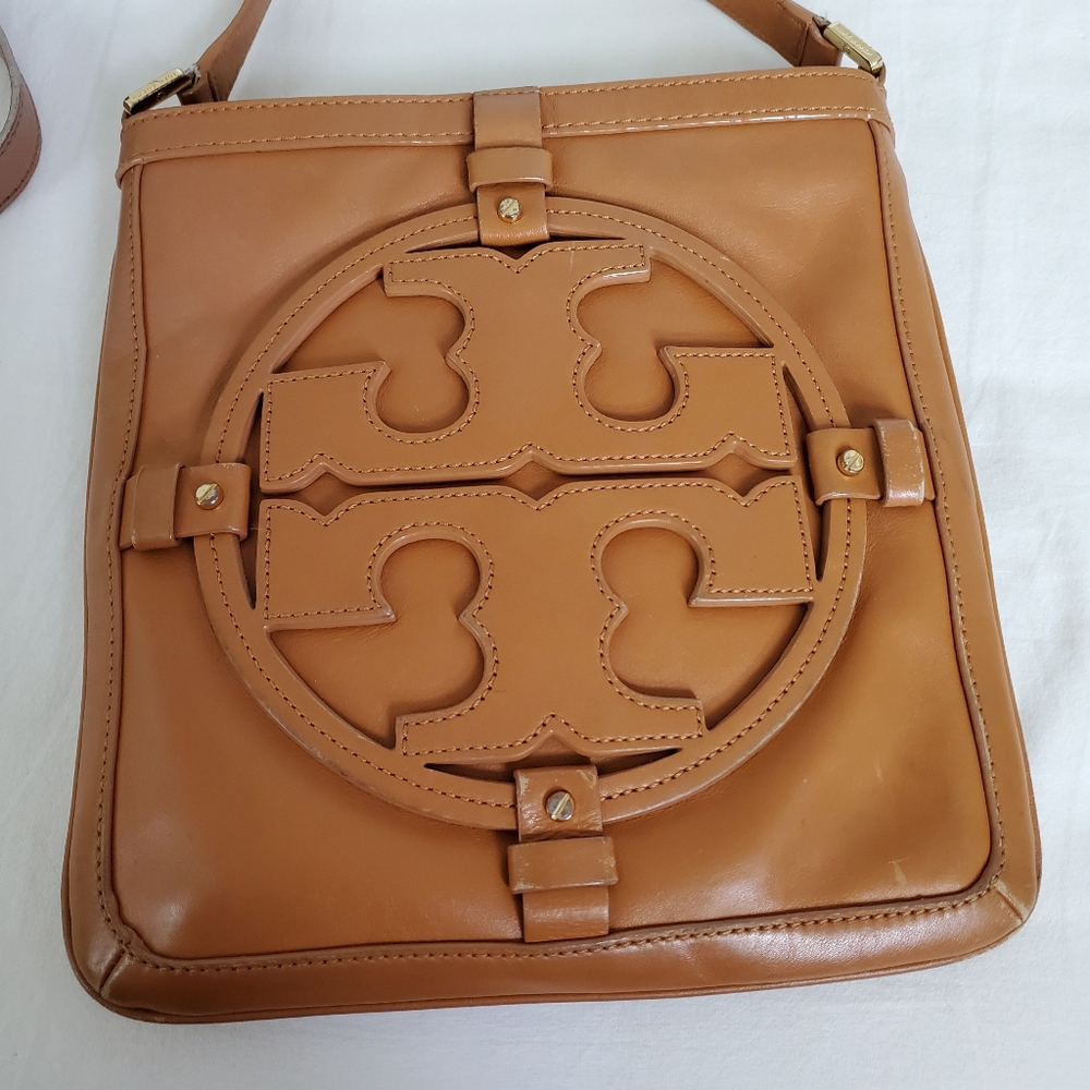 Tory Burch Holly Book Bag Tan Leather Crossbody Purse - Gem